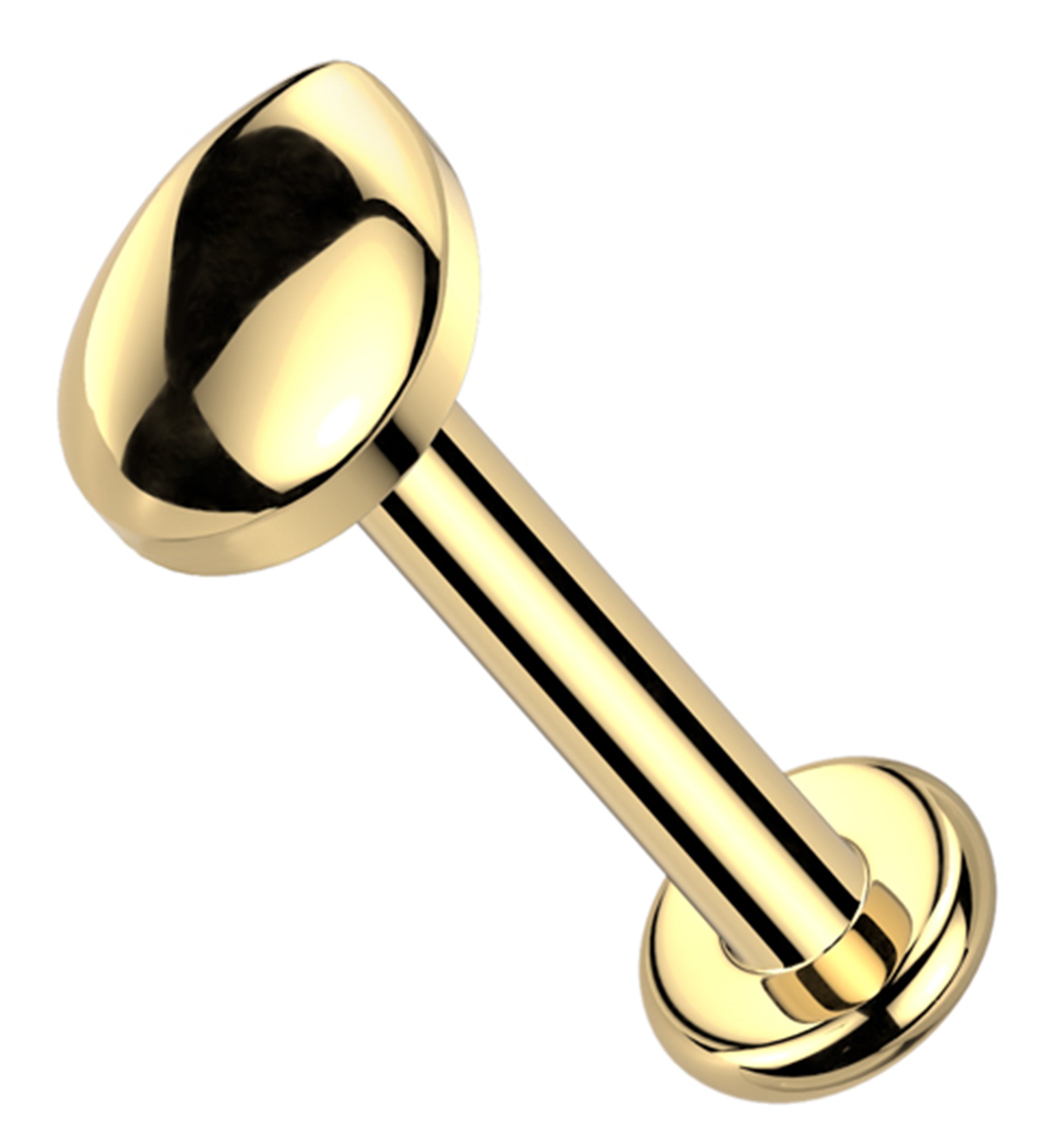 Gold PVD Compact Teardrop Internally Threaded Titanium Flat Disk Labre ...