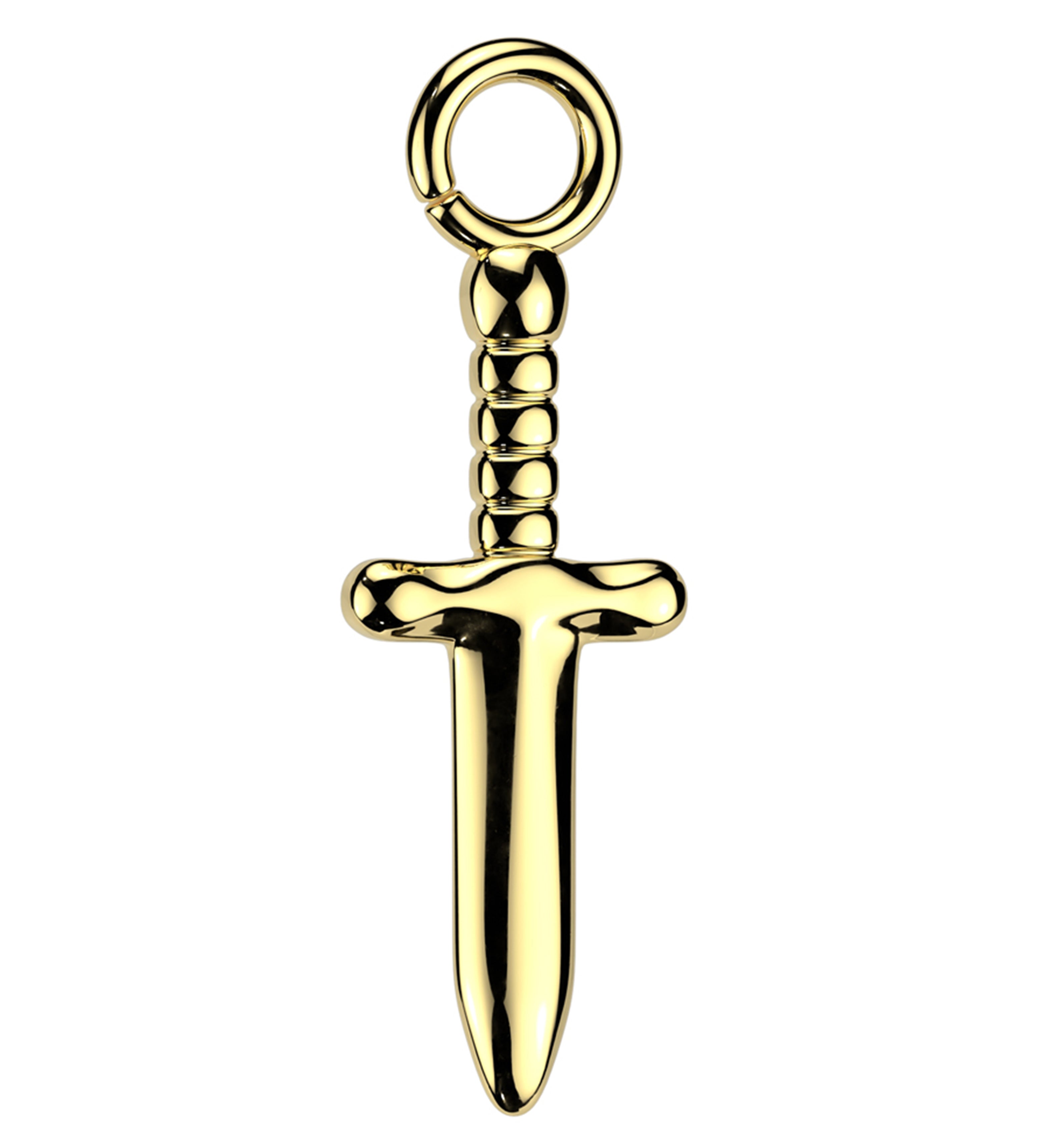 Gold PVD Dagger Titanium Charm | UrbanBodyJewelry.com