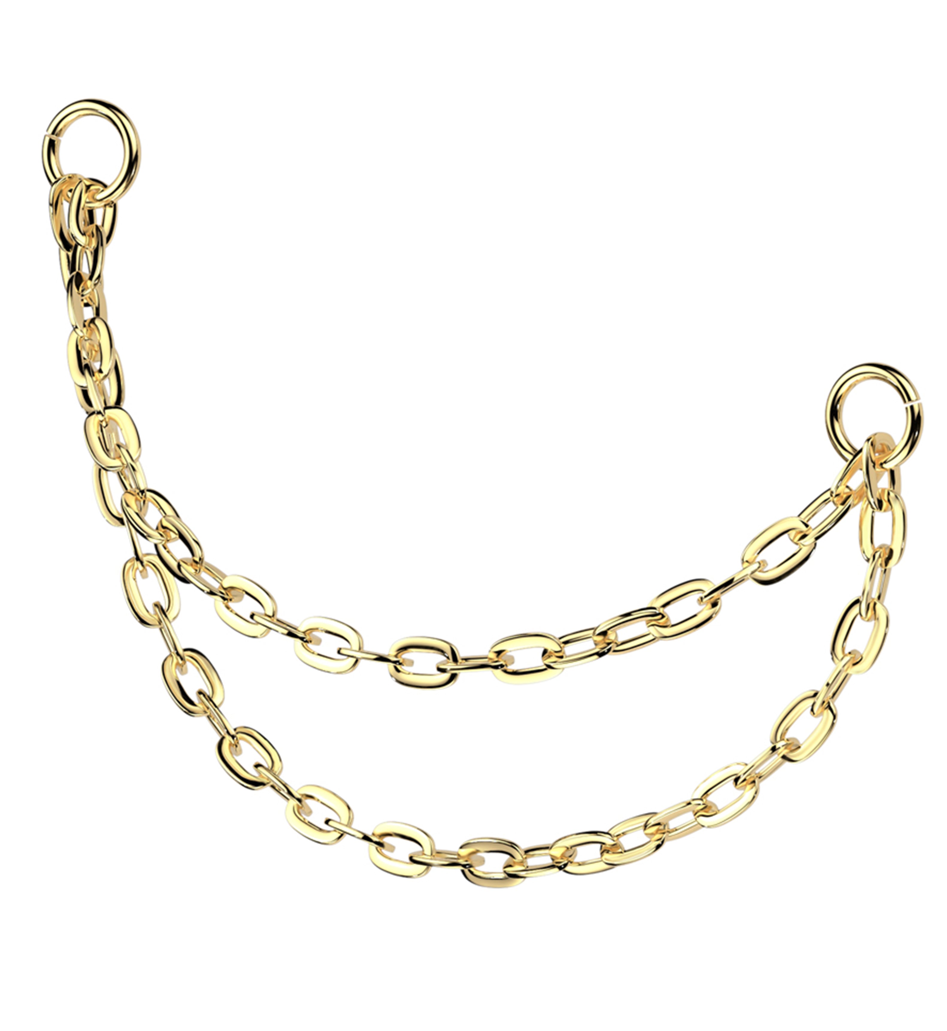 Gold PVD Double Titanium Nose/Cartilage Connector Chain ...