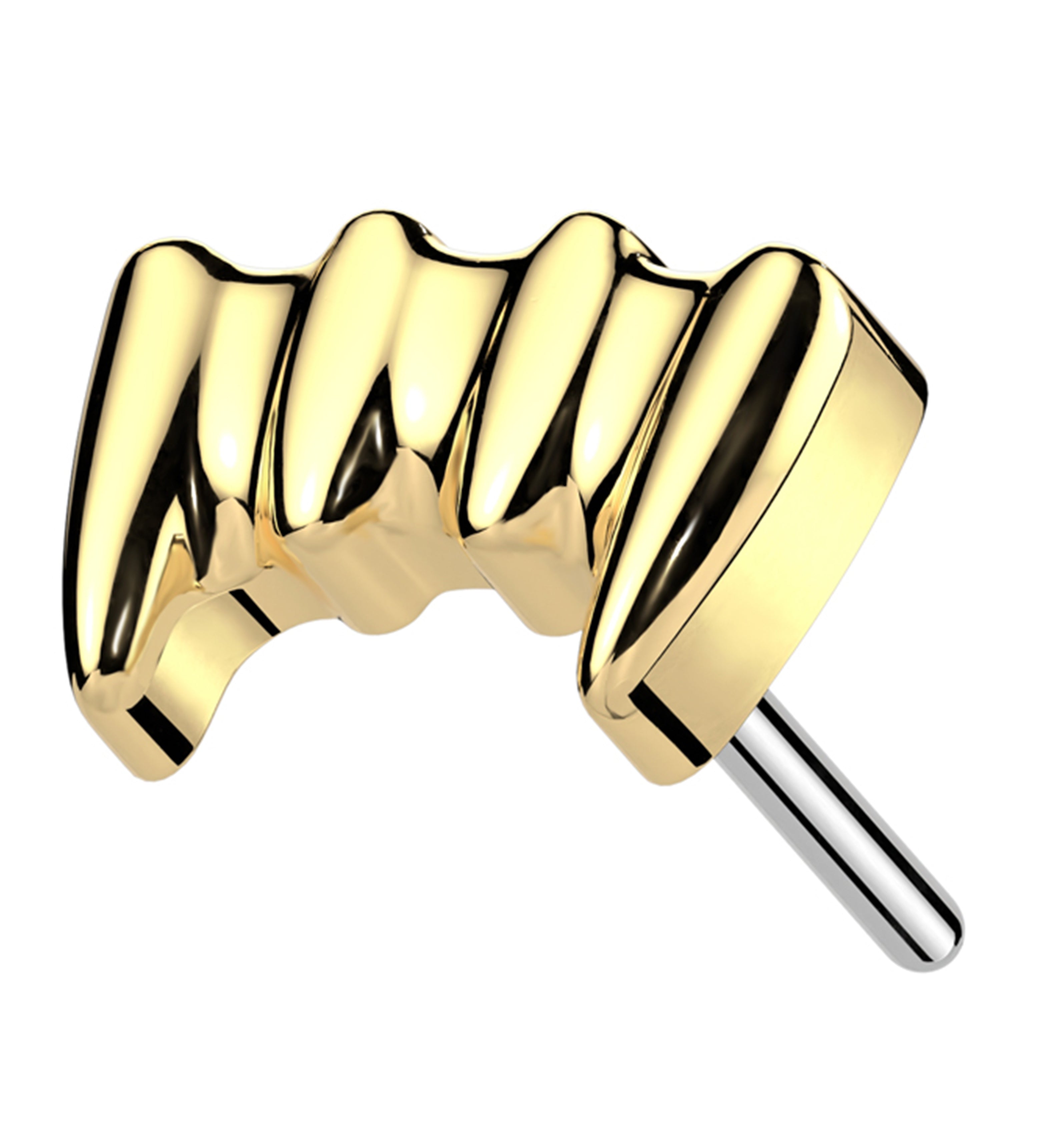 Gold PVD Fangs Titanium Threadless Top | UrbanBodyJewelry.com