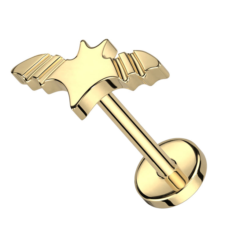Gold PVD Flying Bat Threadless Titanium Labret | UrbanBodyJewelry.com