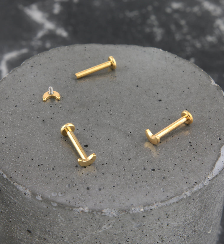 Gold PVD Half Moon Internally Threaded Titanium Labret ...