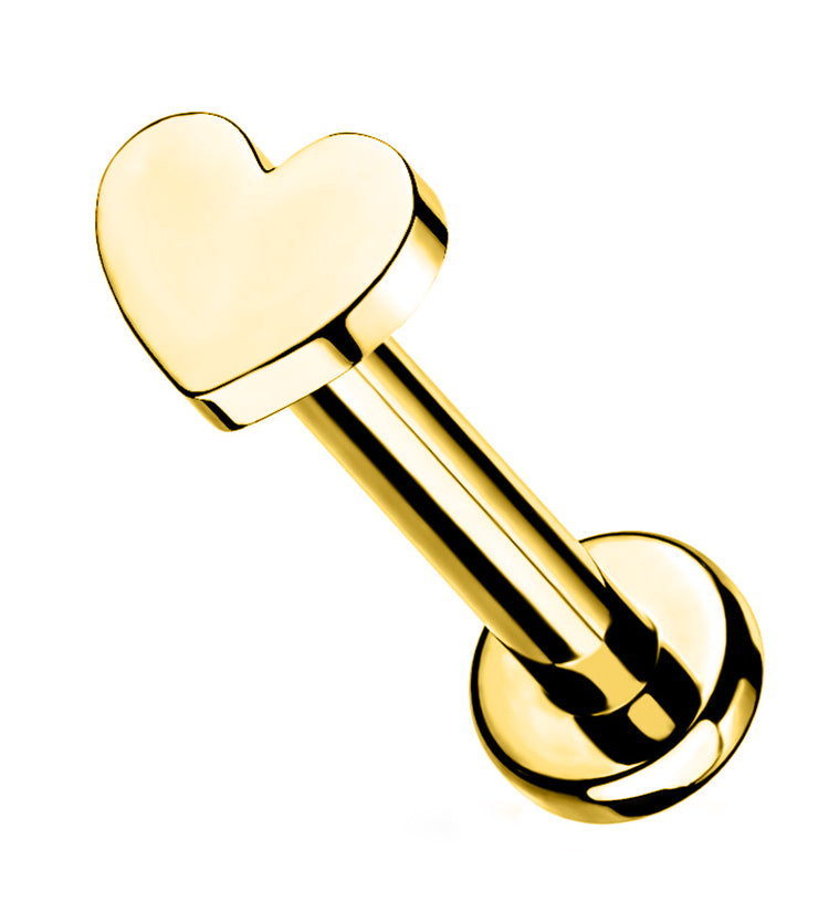 Gold PVD Heart Internally Threaded Titanium Labret | UrbanBodyJewelry.com