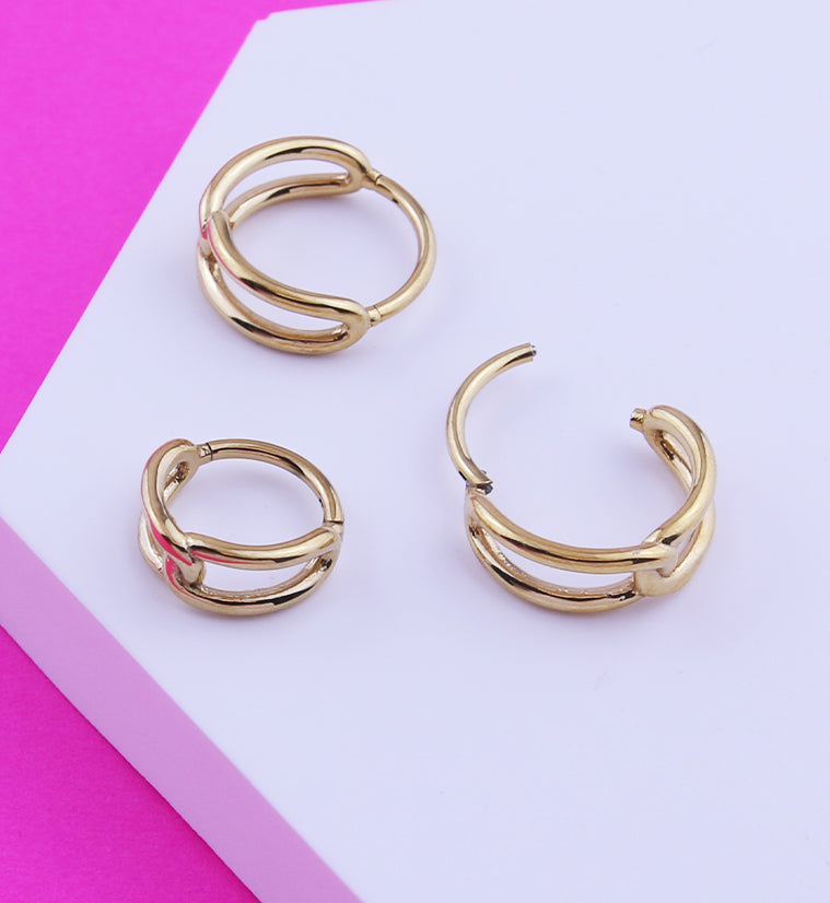 Gold PVD Linked Stainless Steel Hinged Segment Ring | UrbanBodyJewelry.com