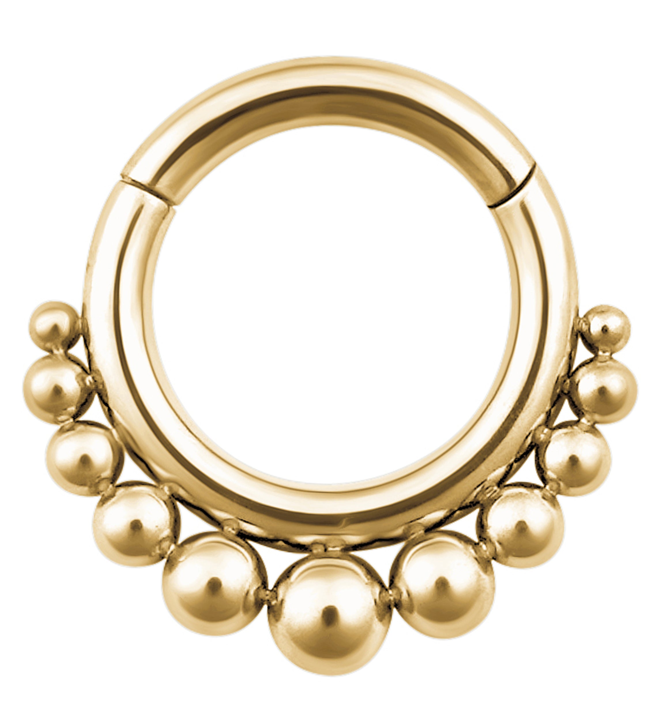 Gold PVD Multi-Bead Stainless Steel Hinged Segment Ring ...