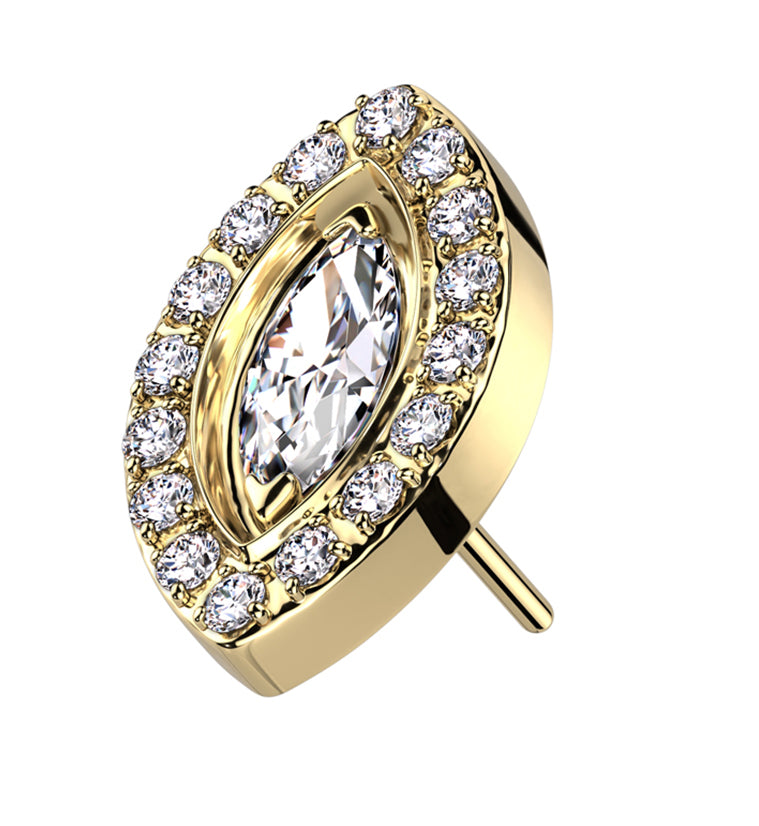 Gold PVD Oculus Clear CZ Titanium Threadless Top | UrbanBodyJewelry.com