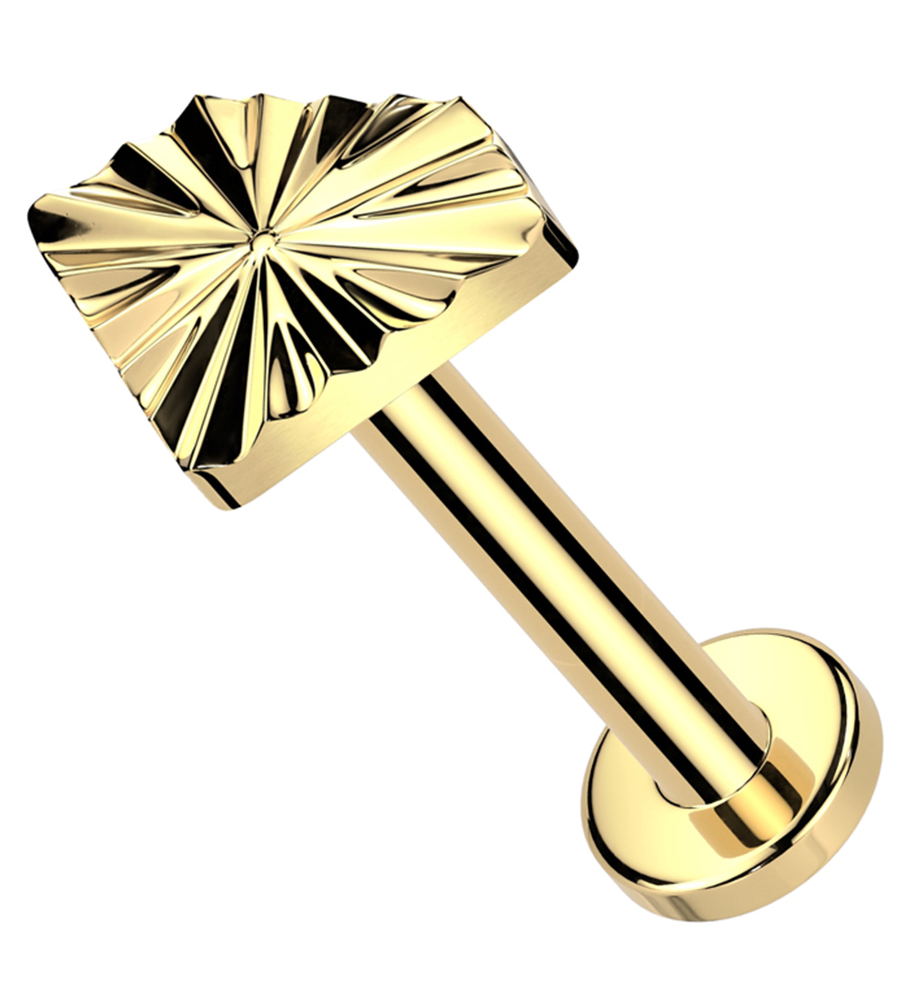 Gold PVD Score Diamond Titanium Threadless Labret | UrbanBodyJewelry.com