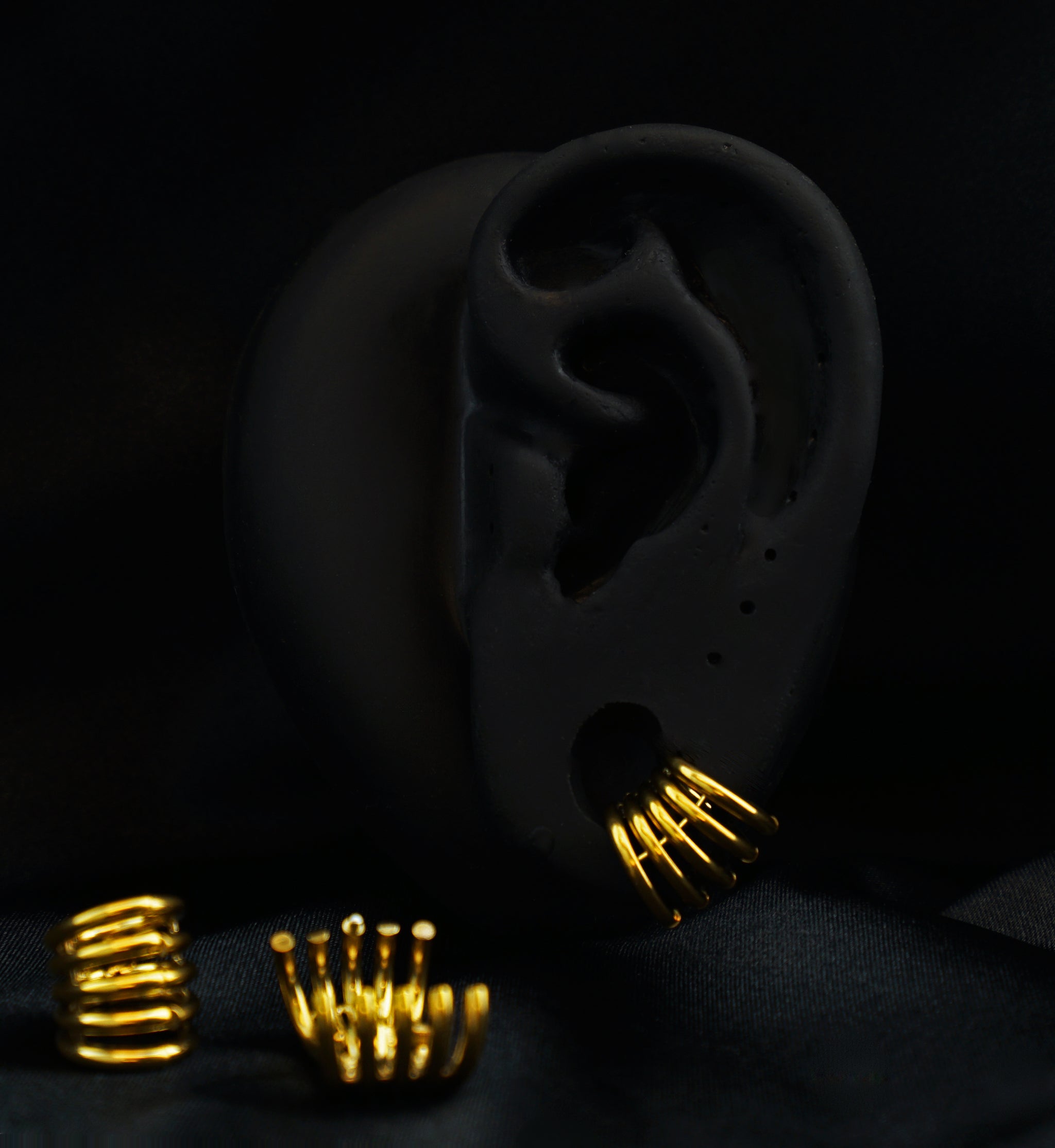 Gold PVD Stacked Stainless Steel Rings - 5 Ring Stack