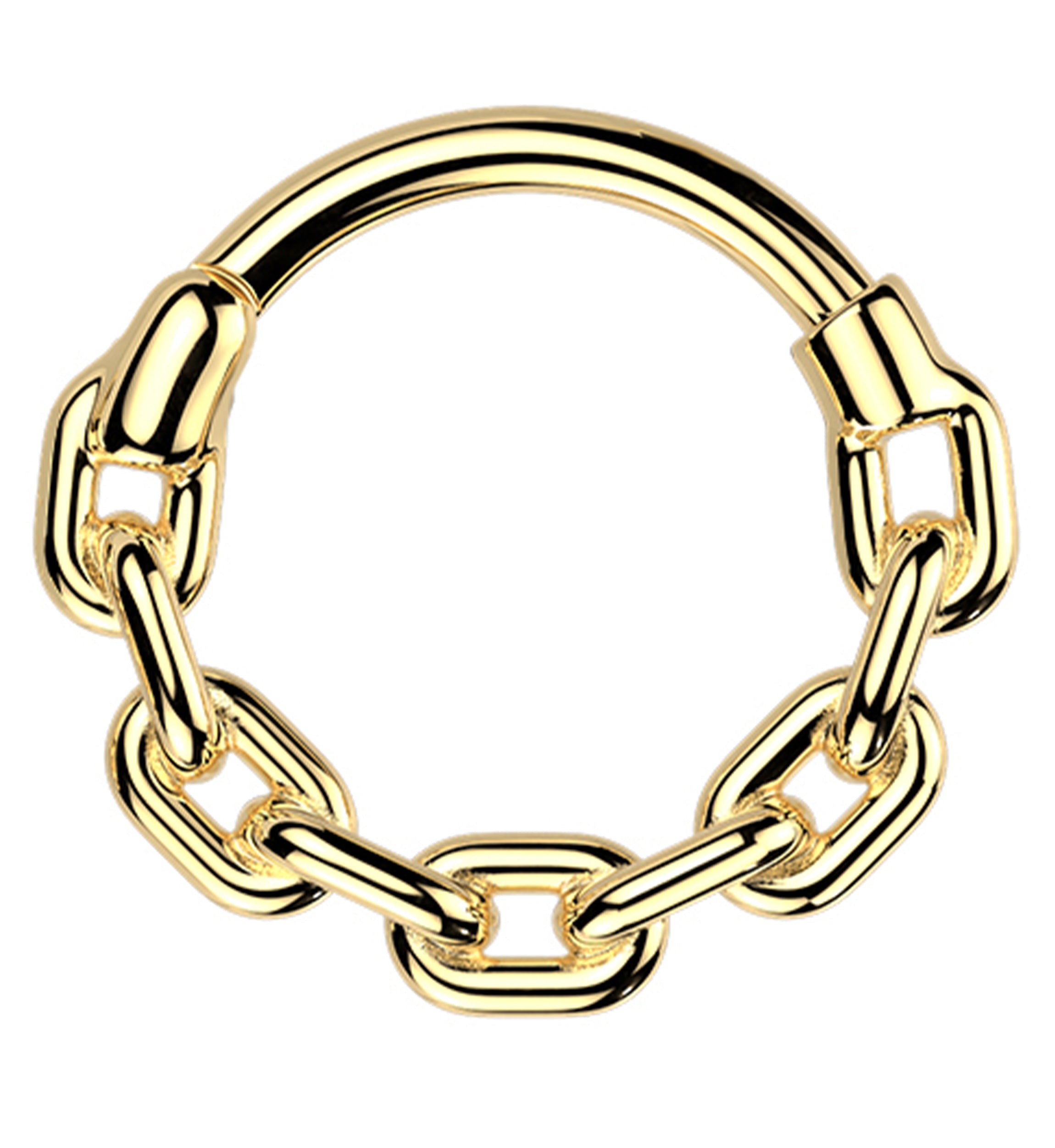 Gold PVD Thick Chain Link Stainless Steel Hinged Segment Ring ...