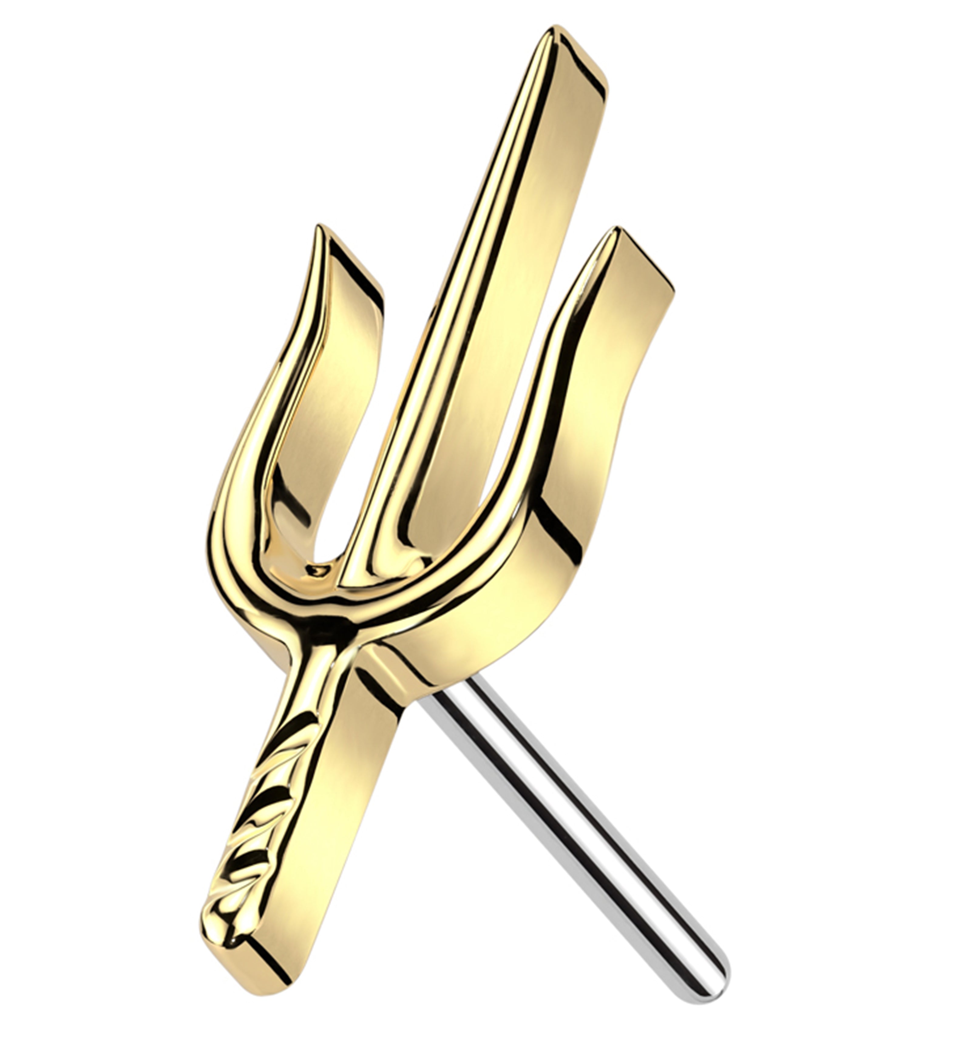 Gold PVD Trident Titanium Threadless Top | UrbanBodyJewelry.com