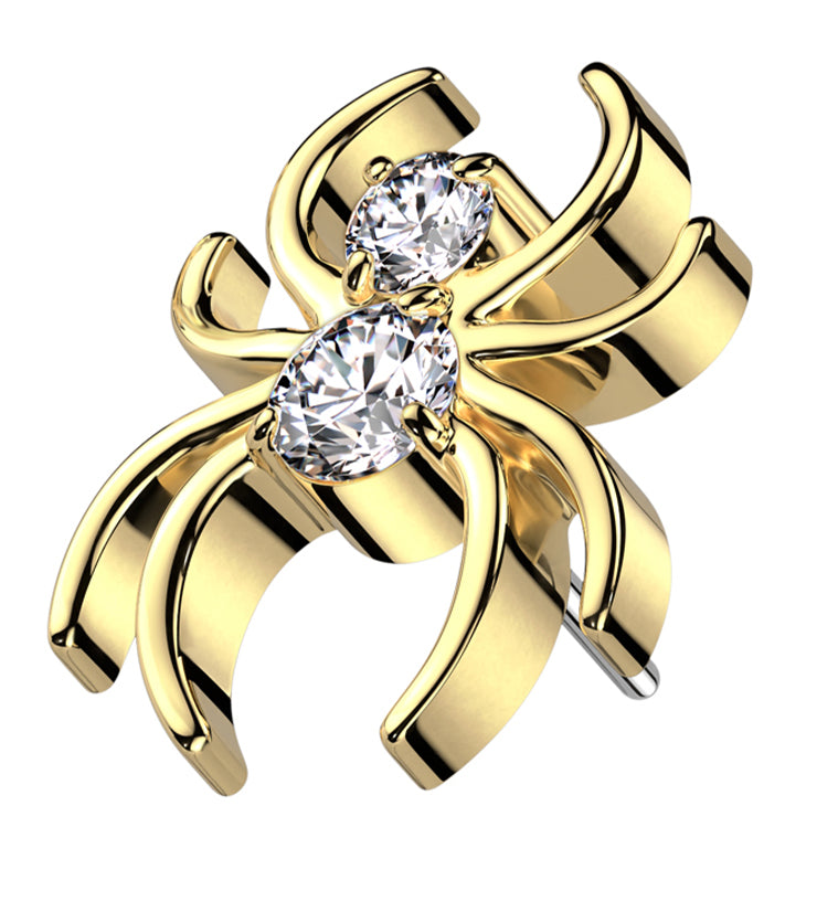 Gold PVD Widow Spider Clear CZ Titanium Threadless Top ...