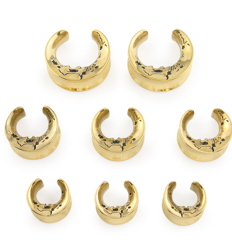 Gold PVD Skeleton Crescent Stainless Steel Saddles | UrbanBodyJewelry.com