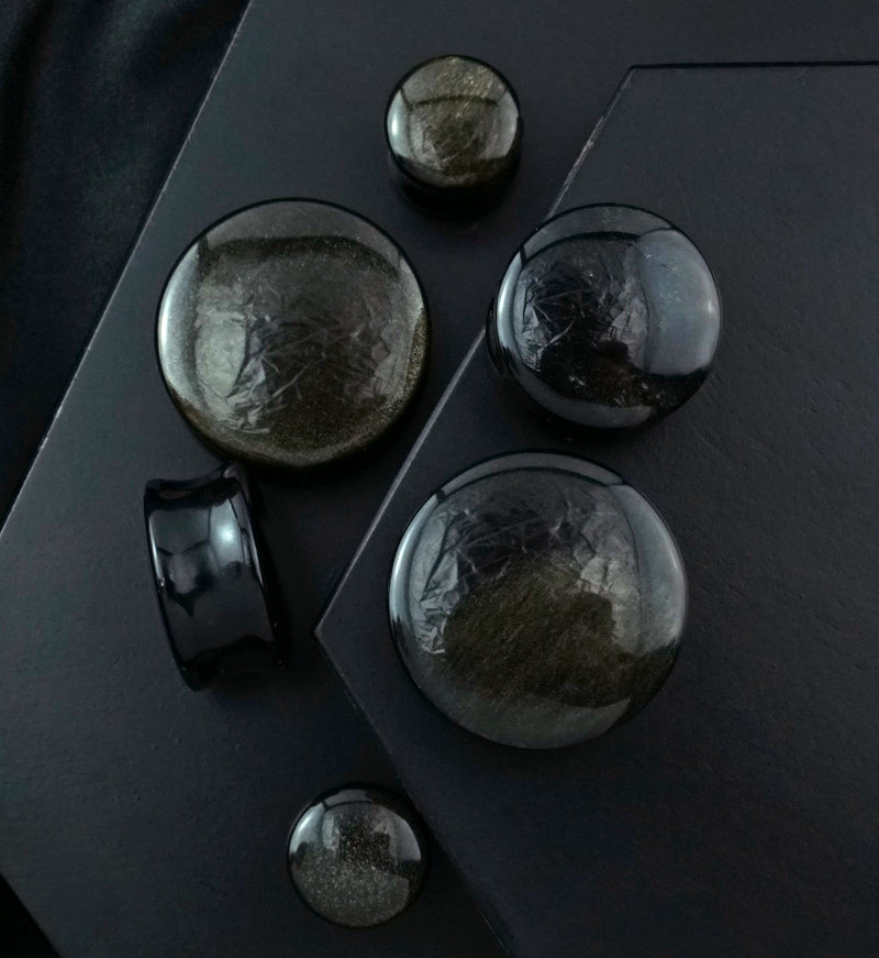 Golden Obsidian Stone Plugs (8G - 1 & 1/2")