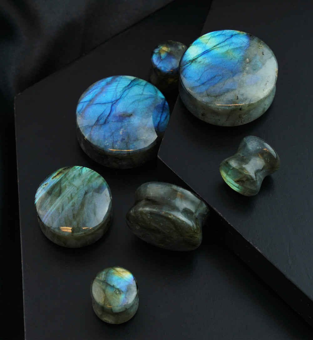 Grade A Flash Labradorite Stone Plugs (0G - 38mm)