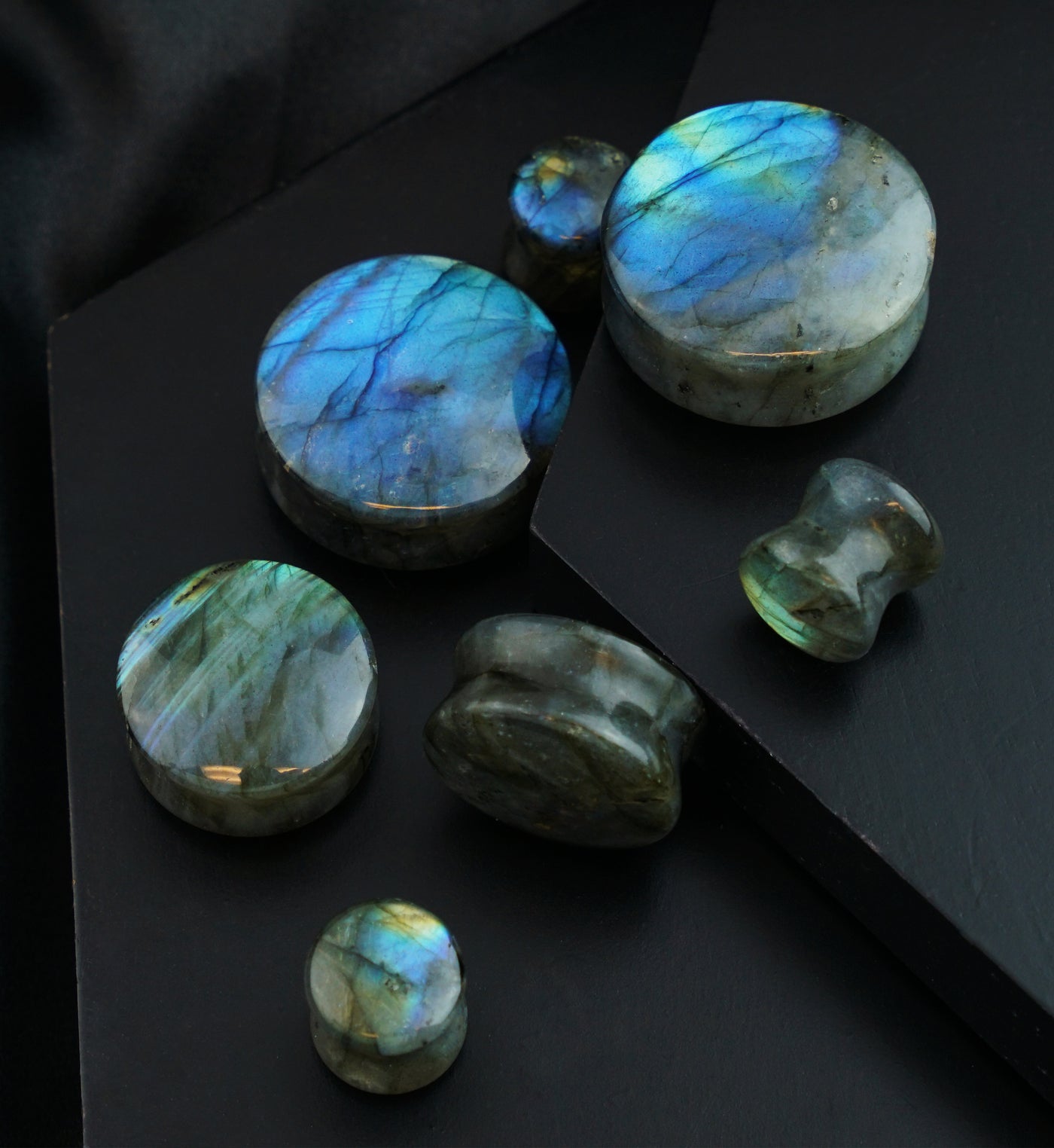 Grade A Flash Labradorite Stone Plugs (0G - 38mm)