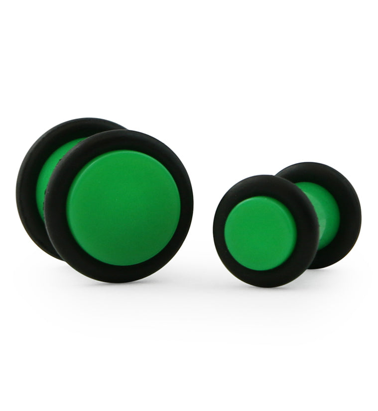 Green No Flare Acrylic Plugs | UrbanBodyJewelry.com