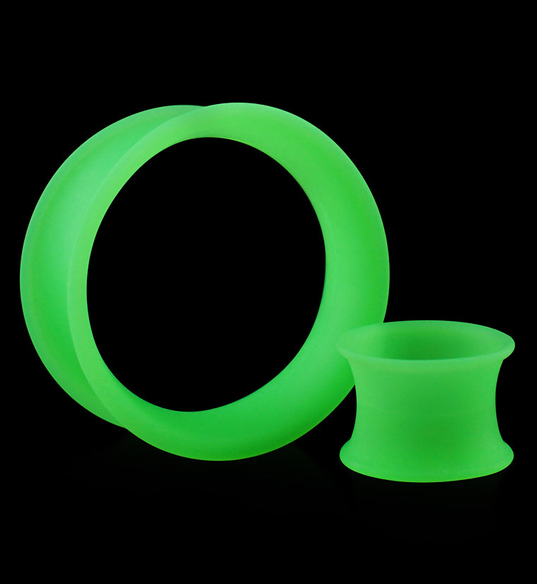Green Metallic Silicone Ear Skins (6 Gauge - 2 Inch) | UrbanBodyJewelry.com