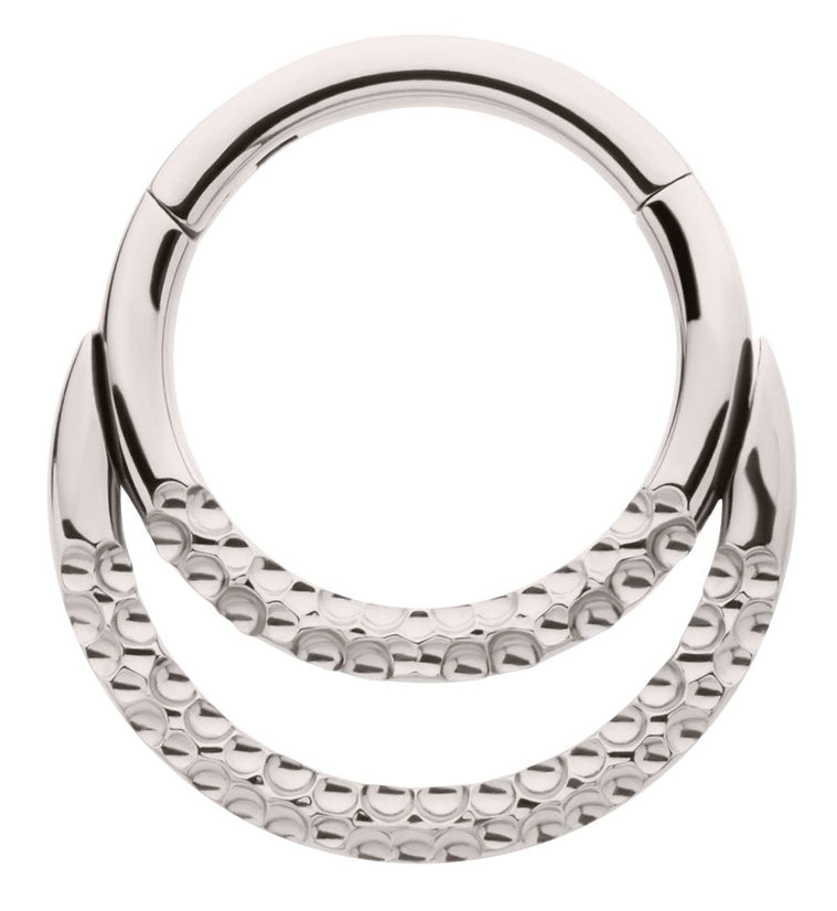 Hammered Double Hoop Titanium Hinged Segment Ring | UrbanBodyJewelry.com