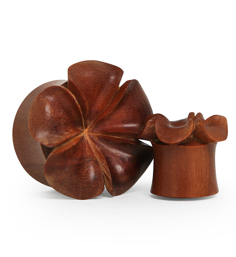 Hawaiian Flower Wood Plugs (2G - 1 Inch) | UrbanBodyJewelry.com