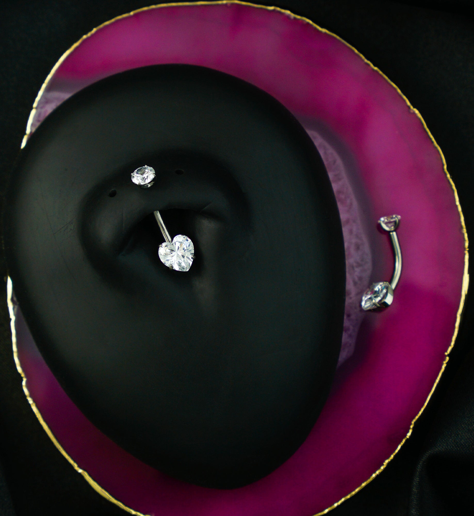 Heart Clear CZ Titanium Threadless Belly Button Ring | UrbanBodyJewelry.com