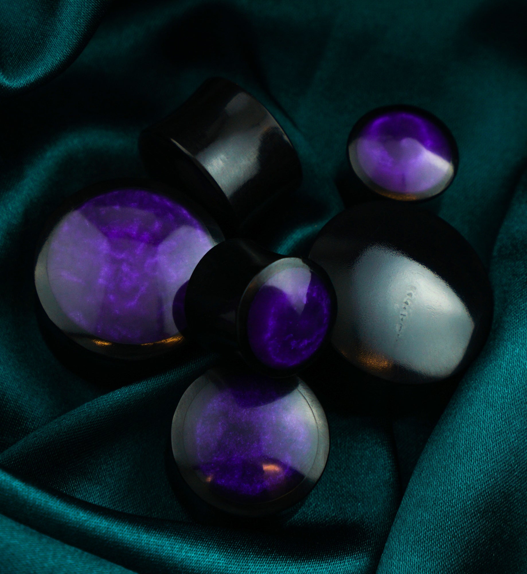 Horn Plugs With Purple Resin Inlay (4 Gauge - 1 & 1/4 Inch ...
