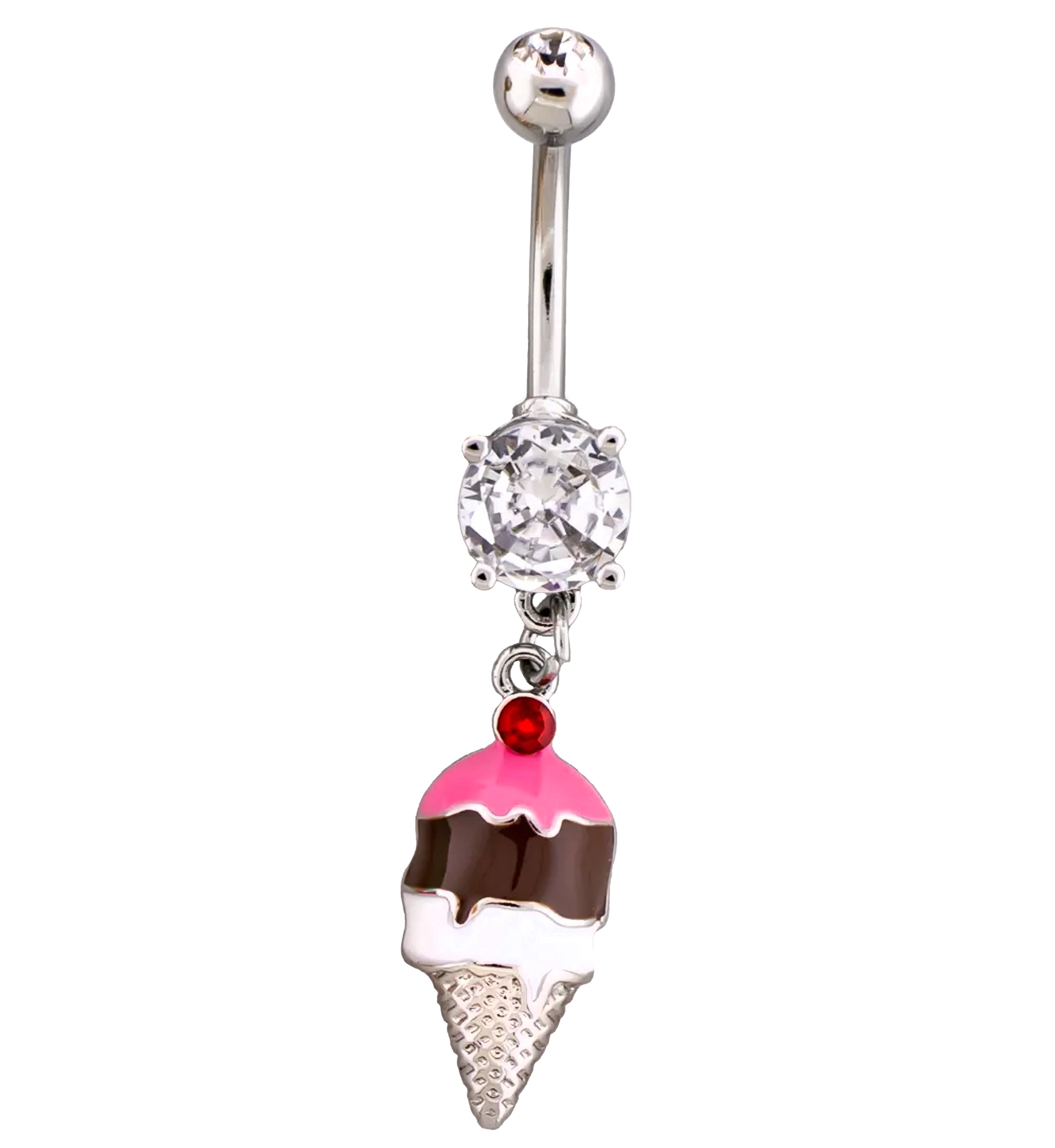 Ice Cream Cone Dangle Stainless Steel Belly Button Ring ...