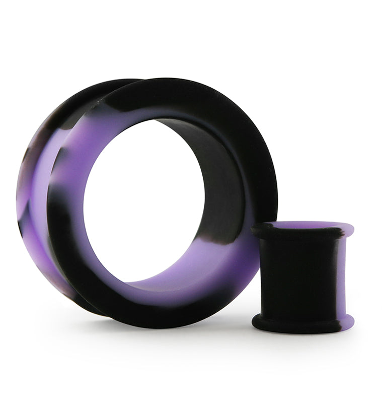Lavender And Black Double Flare Silicone Plugs (2G - 1&1/2 ...