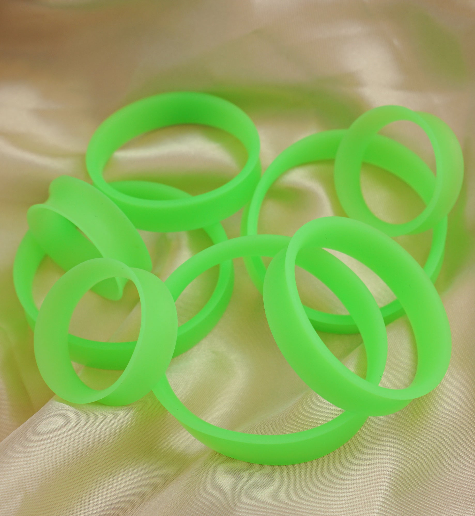 Green Metallic Silicone Ear Skins (6 Gauge - 2 Inch) | UrbanBodyJewelry.com