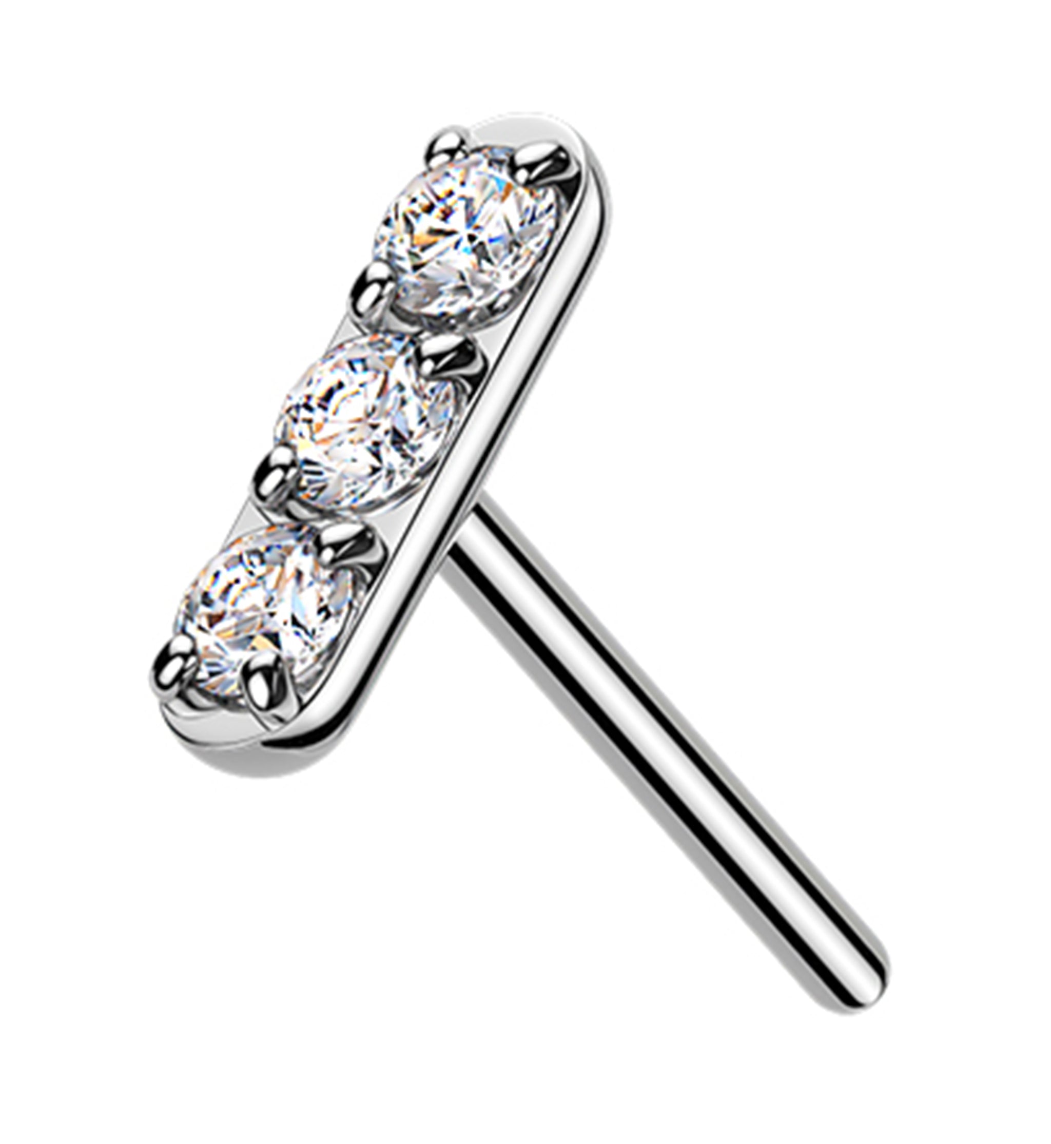 Mini Stacked Clear CZ Threadless Titanium Top