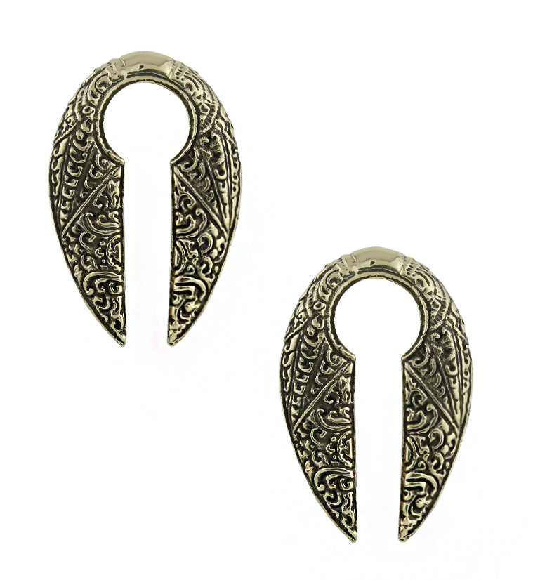 Narrow Filigree Keyhole Brass Ear Weights | UrbanBodyJewelry.com