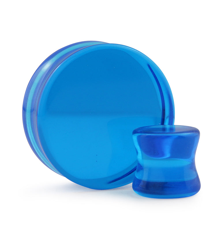 Ocean Blue Glass Plugs (8G - 1 & 1/2") | UrbanBodyJewelry.com
