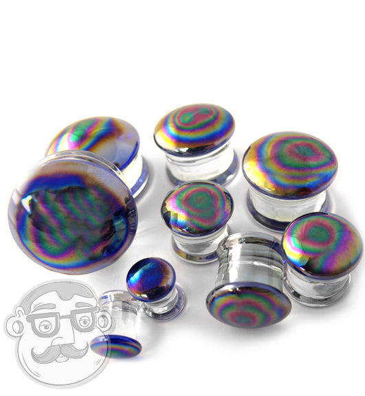Oil Slick Glass Plugs (12 Gauge - 26mm) | UrbanBodyJewelry.com