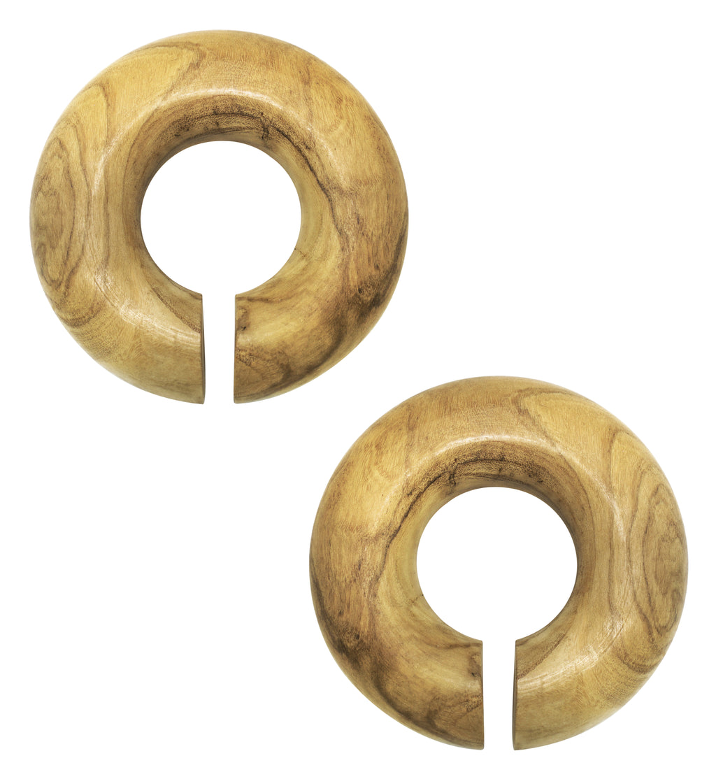Olive Wood Round Hoop Hangers | UrbanBodyJewelry.com