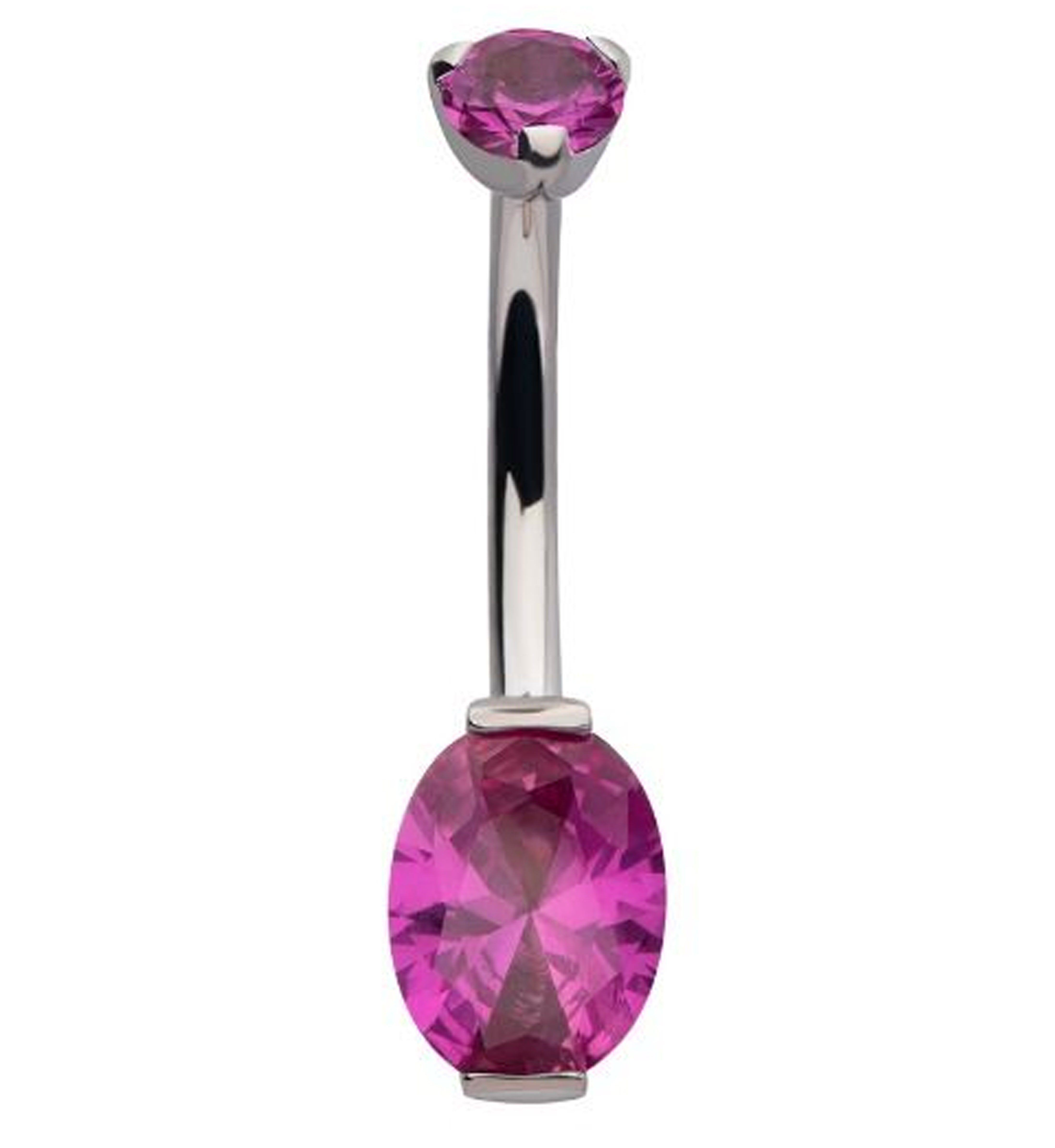 Oval Fuchsia CZ Titanium Belly Button Ring | UrbanBodyJewelry.com