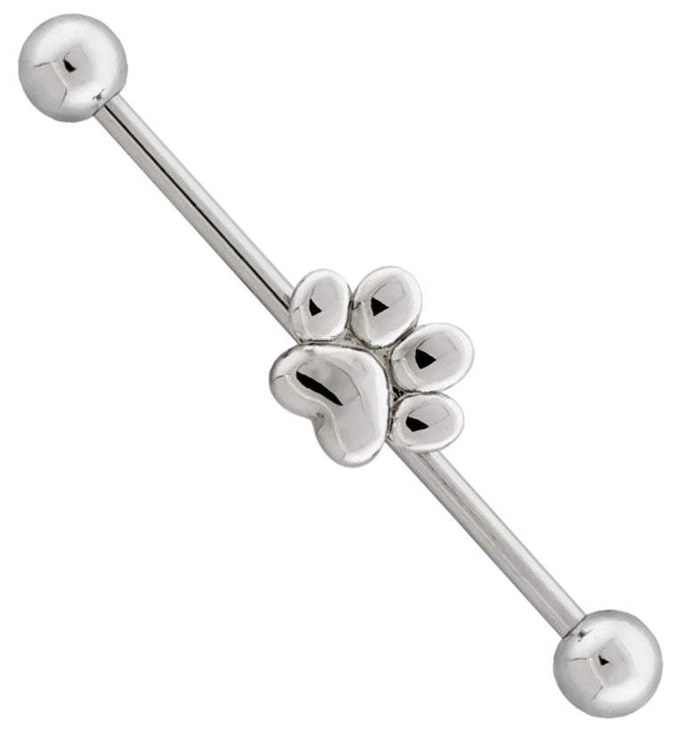 Paw Print Stainless Steel Industrial Barbell | UrbanBodyJewelry.com