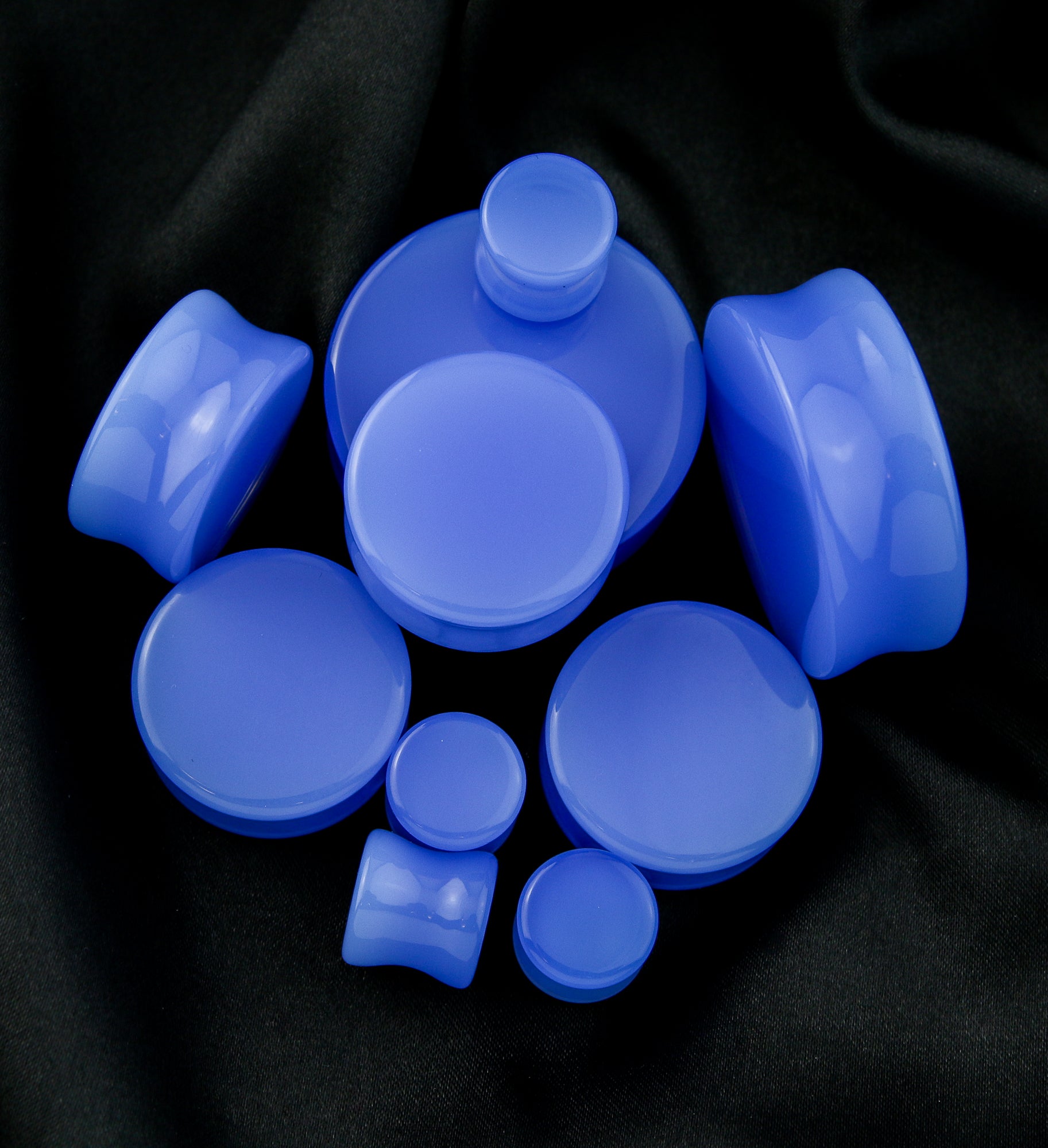 Periwinkle Glass Double Flare Plugs | UrbanBodyJewelry.com