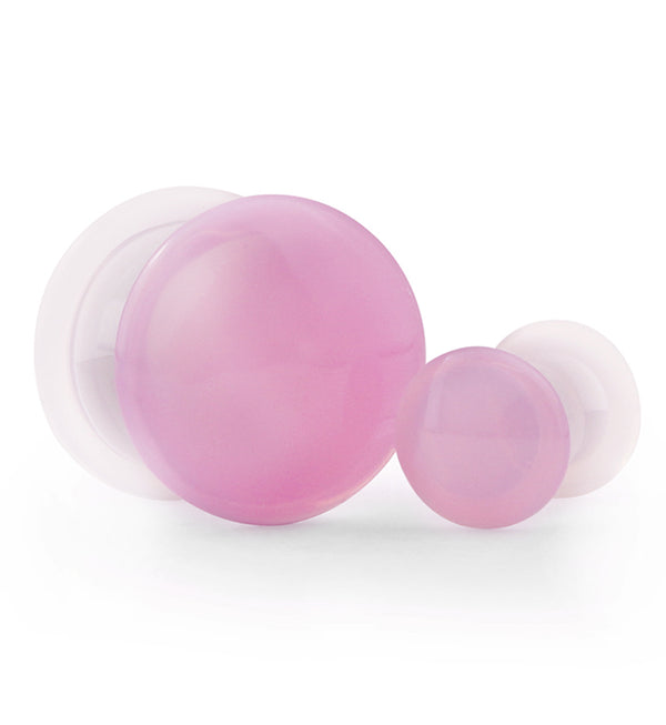 Pink Color Front Single Flare Glass Plugs (16 Gauge - 1/2")