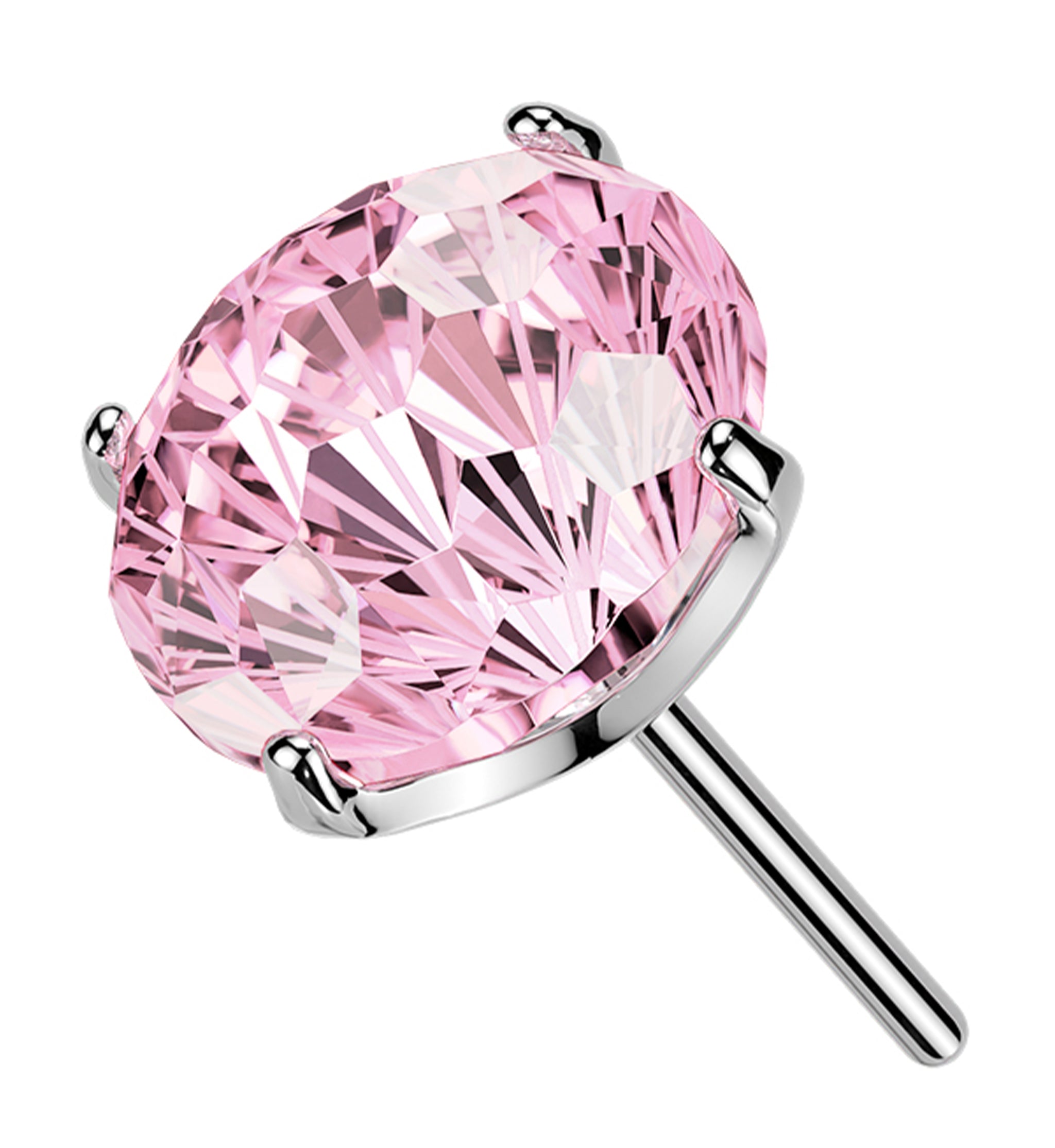 Pink CZ Fireworks Cut Titanium Threadless Top