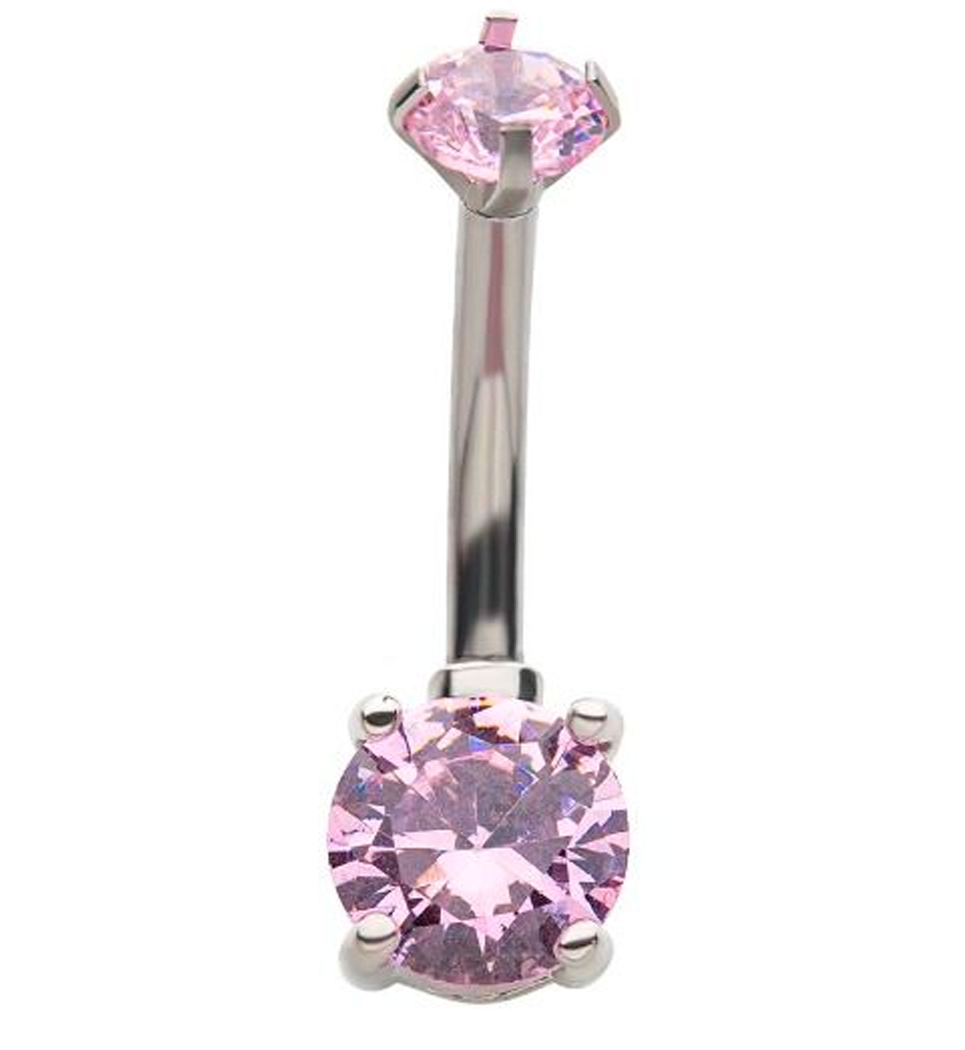 Pink CZ Internally Threaded Belly Ring | UrbanBodyJewelry.com