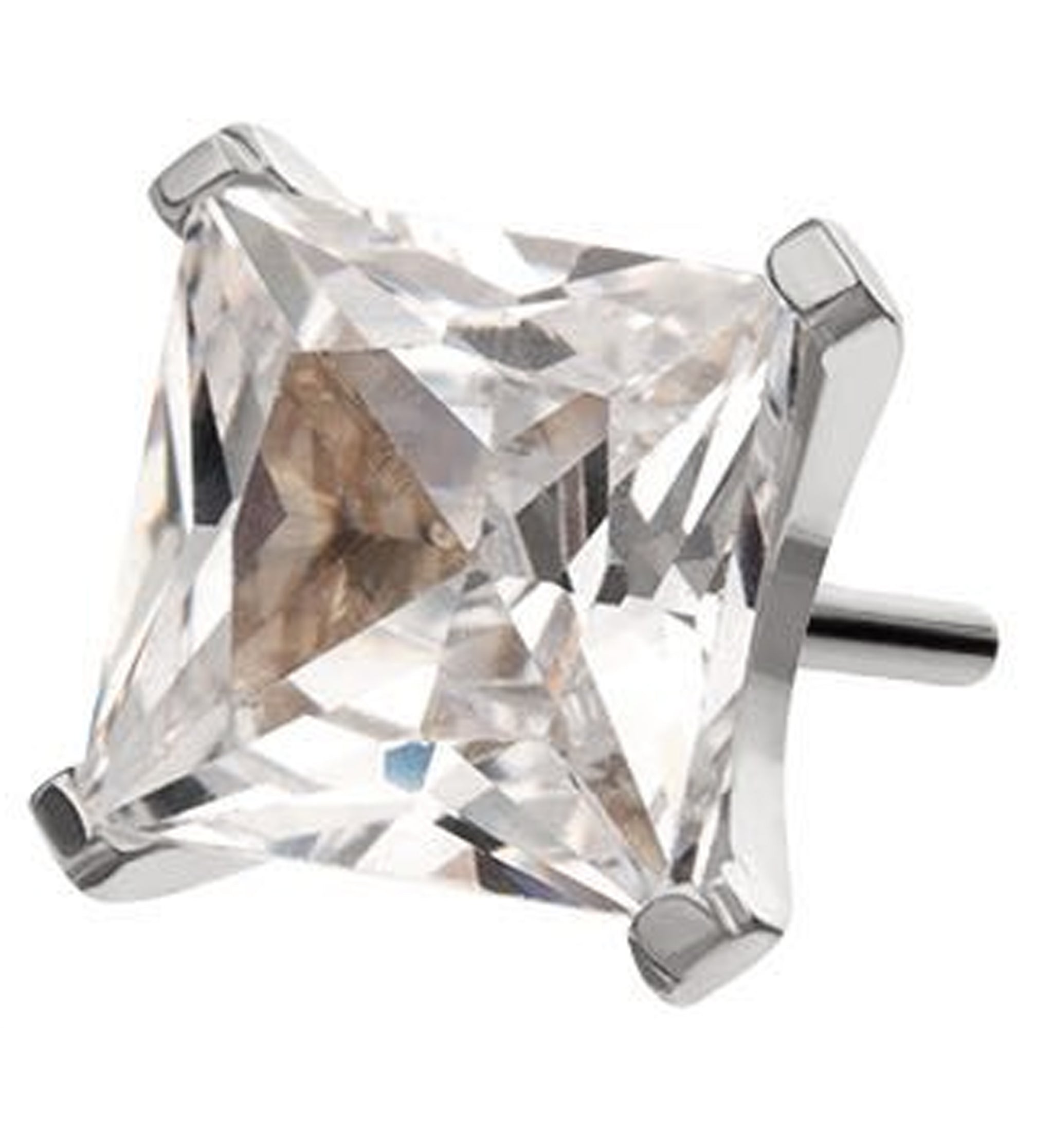 Princess Clear CZ Threadless Titanium Top