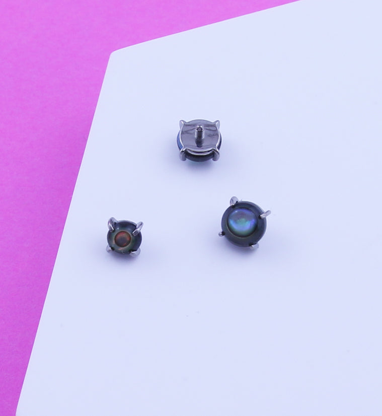 Prong Set Abalone Shell Titanium Internally Threaded Top ...