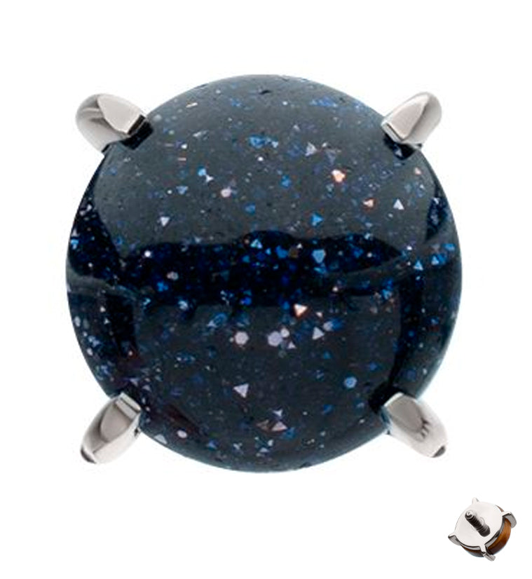 Prong Set Blue Sandstone Titanium Internally Threaded Top ...