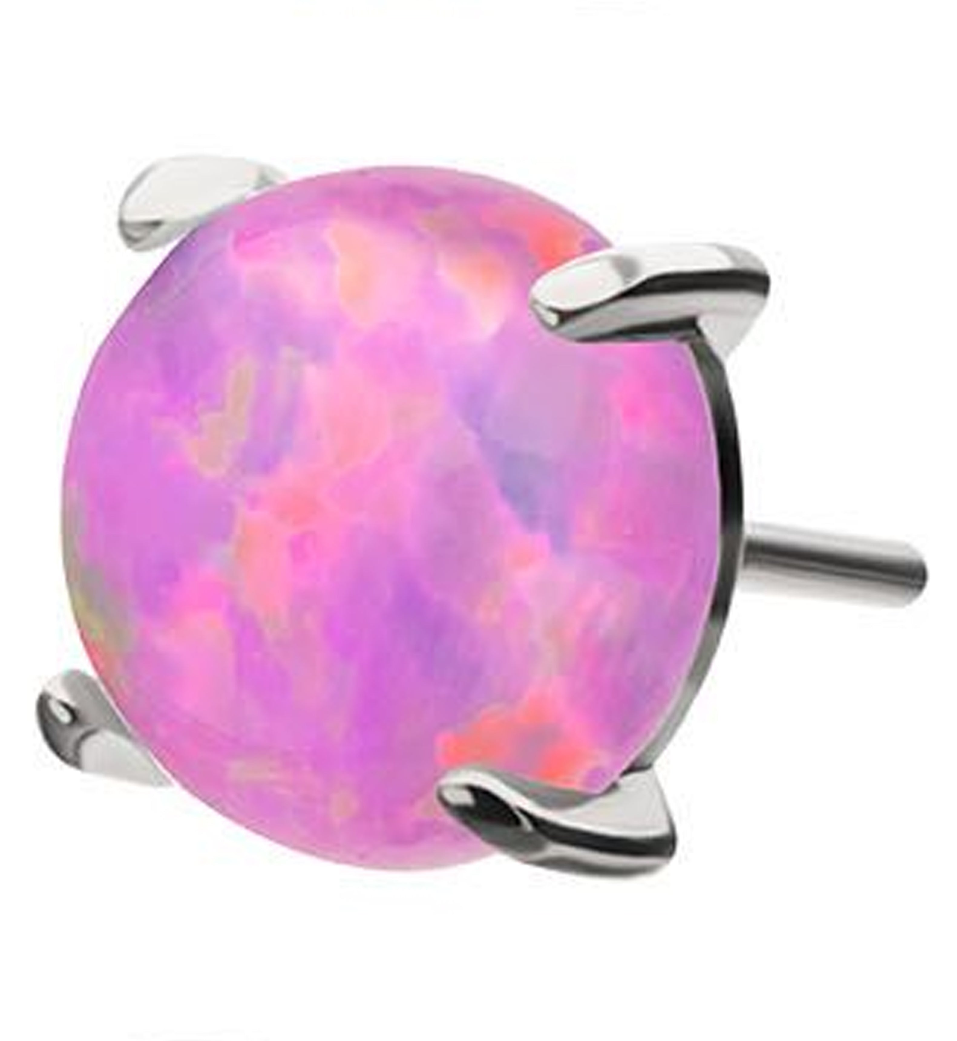 Prong Pink Opalite Titanium Threadless Top | UrbanBodyJewelry.com