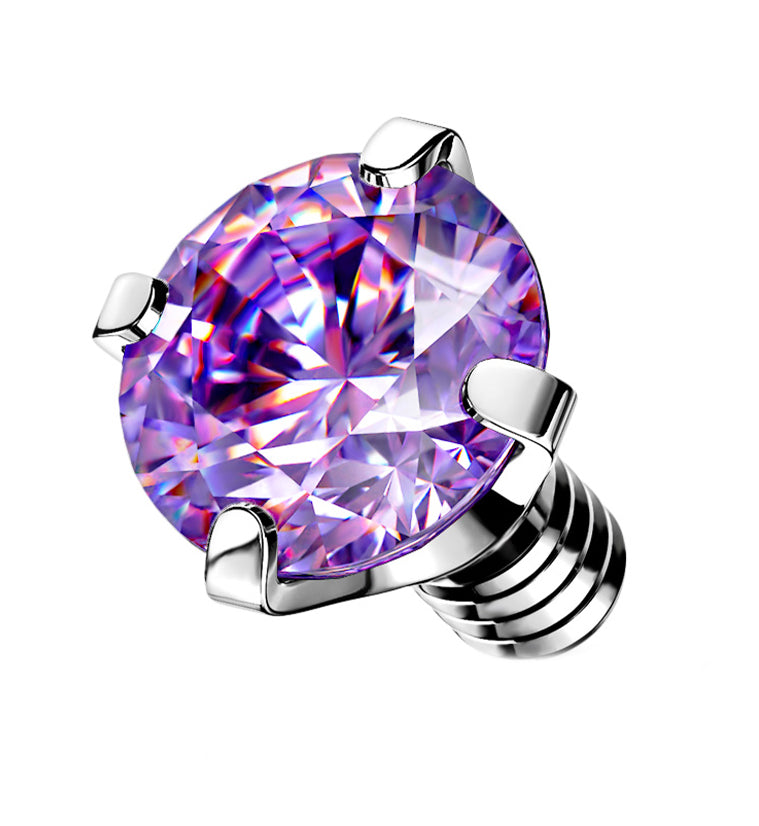 Prong Purple CZ Stainless Steel Internally Threaded Top ...
