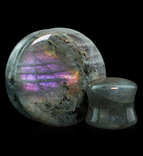 Grade A Purple Labradorite Stone Plugs (0G - 1")