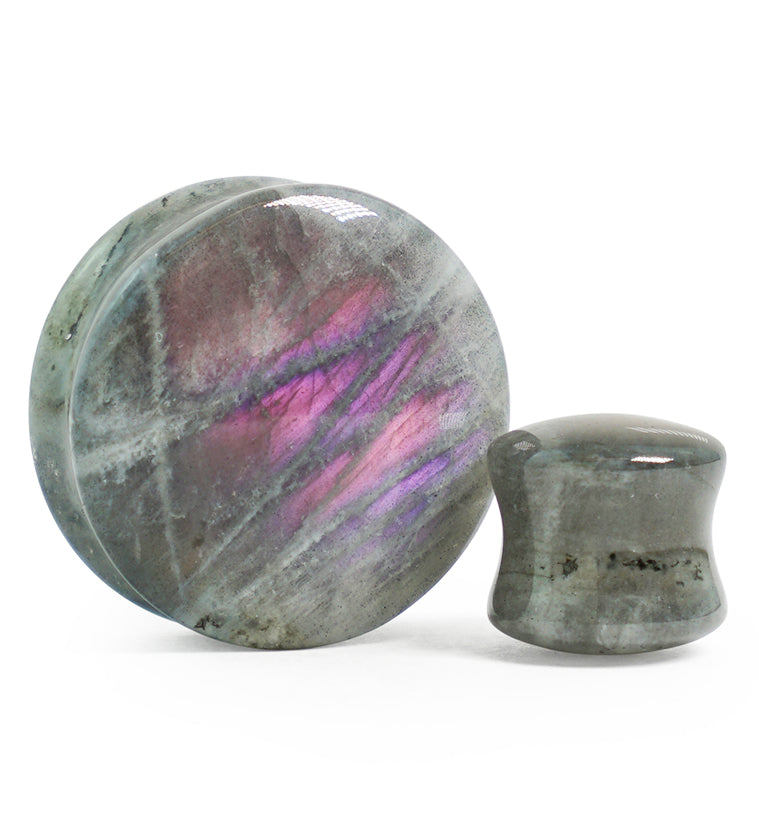Grade A Purple Labradorite Stone Plugs (0G - 1")