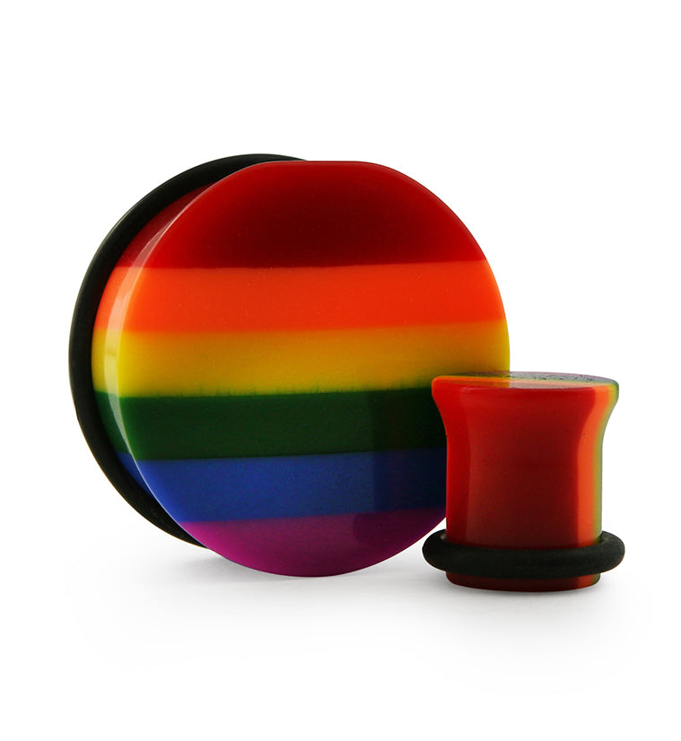Single Flare Rainbow Plugs | Colorful Sizes 9/16" - 1 inch ...
