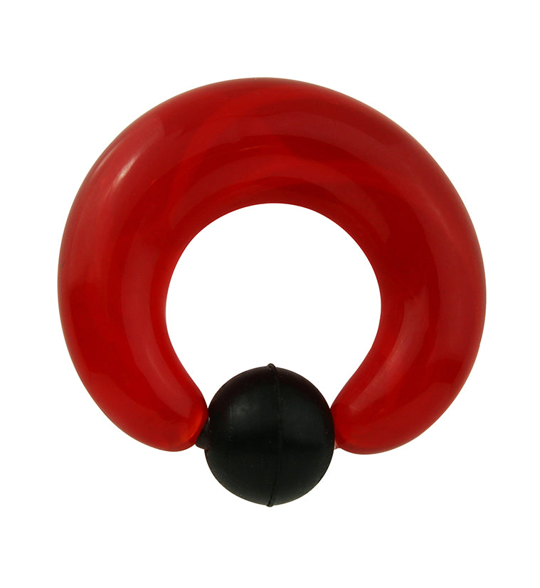 Red Glass Captive Rings (6 Gauge - 00G) | UrbanBodyJewelry.com