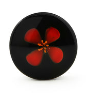 Red Poppy Flower Black Glass Double Flare Plugs 0G - 1"