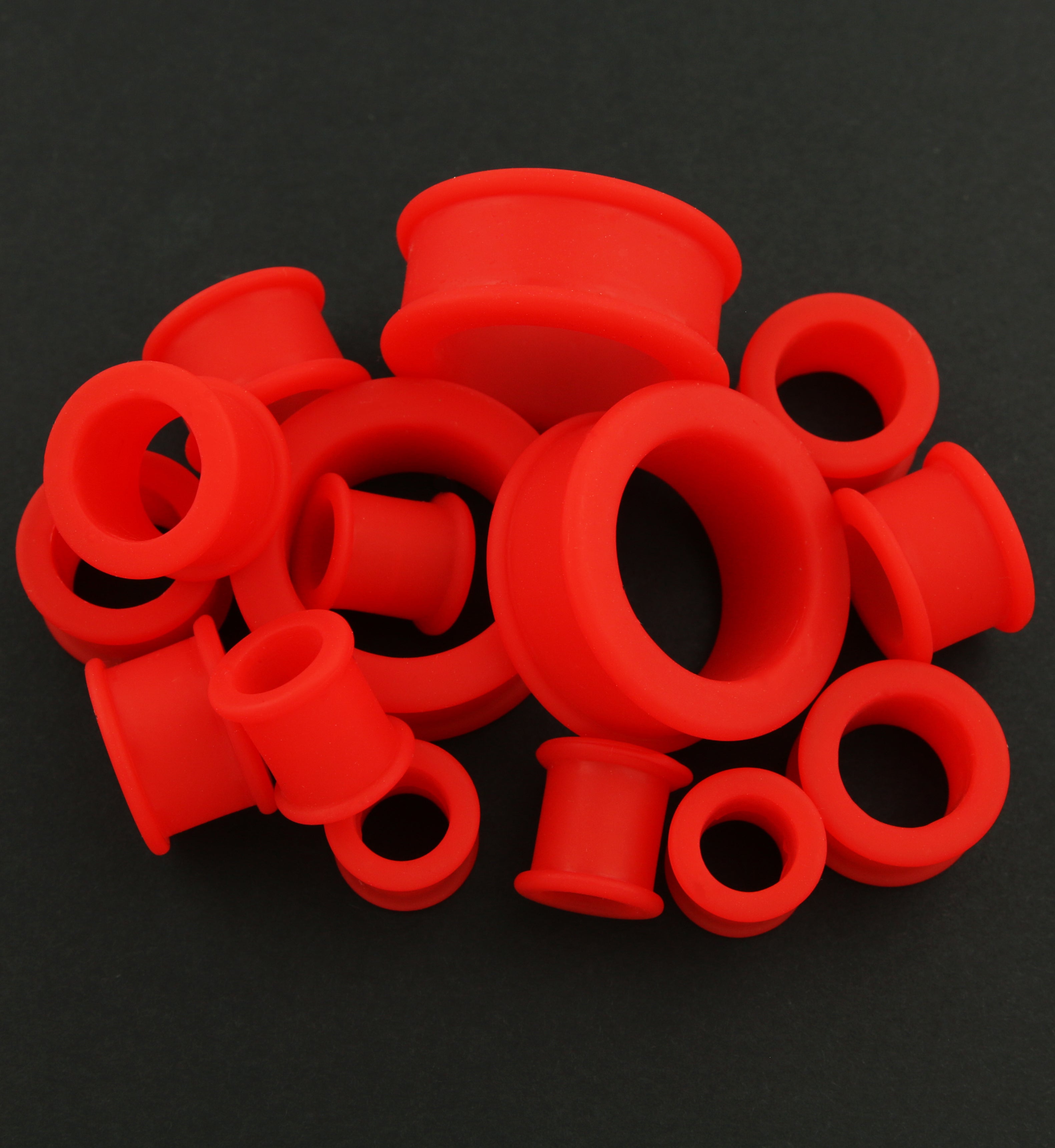 Red Silicone Tunnels (6G - 2 Inch) | UrbanBodyJewelry.com